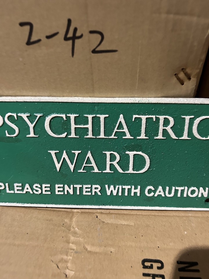 Psychiatric Ward Cast Iron Retro Look Hand Painted Wall Sign/Plaque 27 ...
