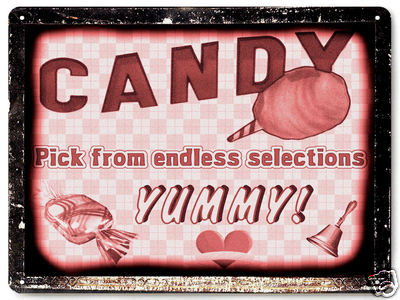 CANDY store METAL sign display CANDY shop KIDS room VINTAGE style gift ...