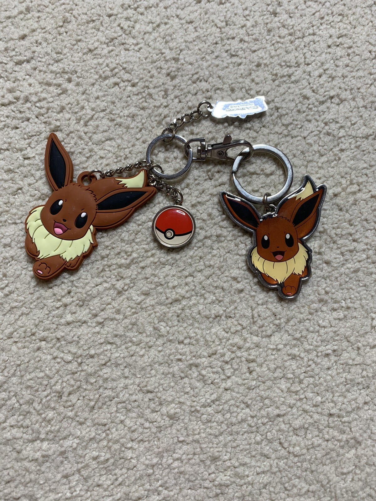 Pokemon EEVEE & Pokeball Key Ring Metal & Eevee Rubber 2016 Nintendo ...