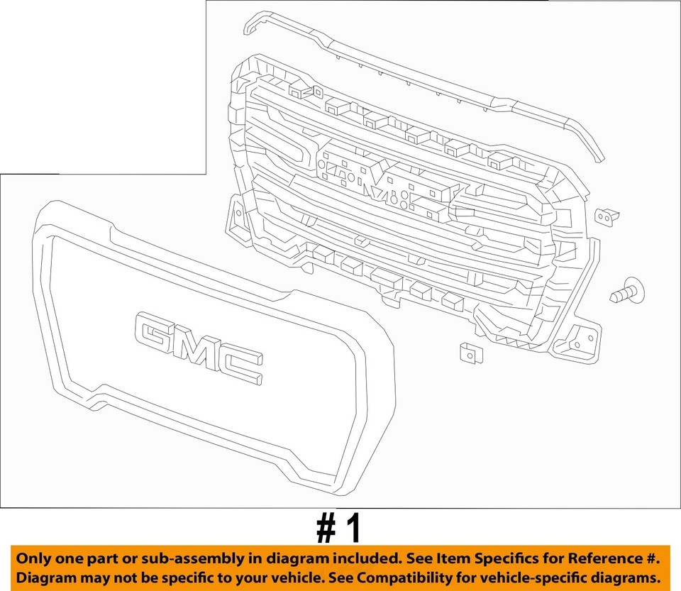 GM OEM 19-22 Sierra 1500 Grille Grille Components-Grille 84508284 | eBay