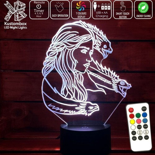 GAME OF THRONES TARGARYEN DRAGONS 3D LED BATTERY USB NIGHT LIGHT 7 ...