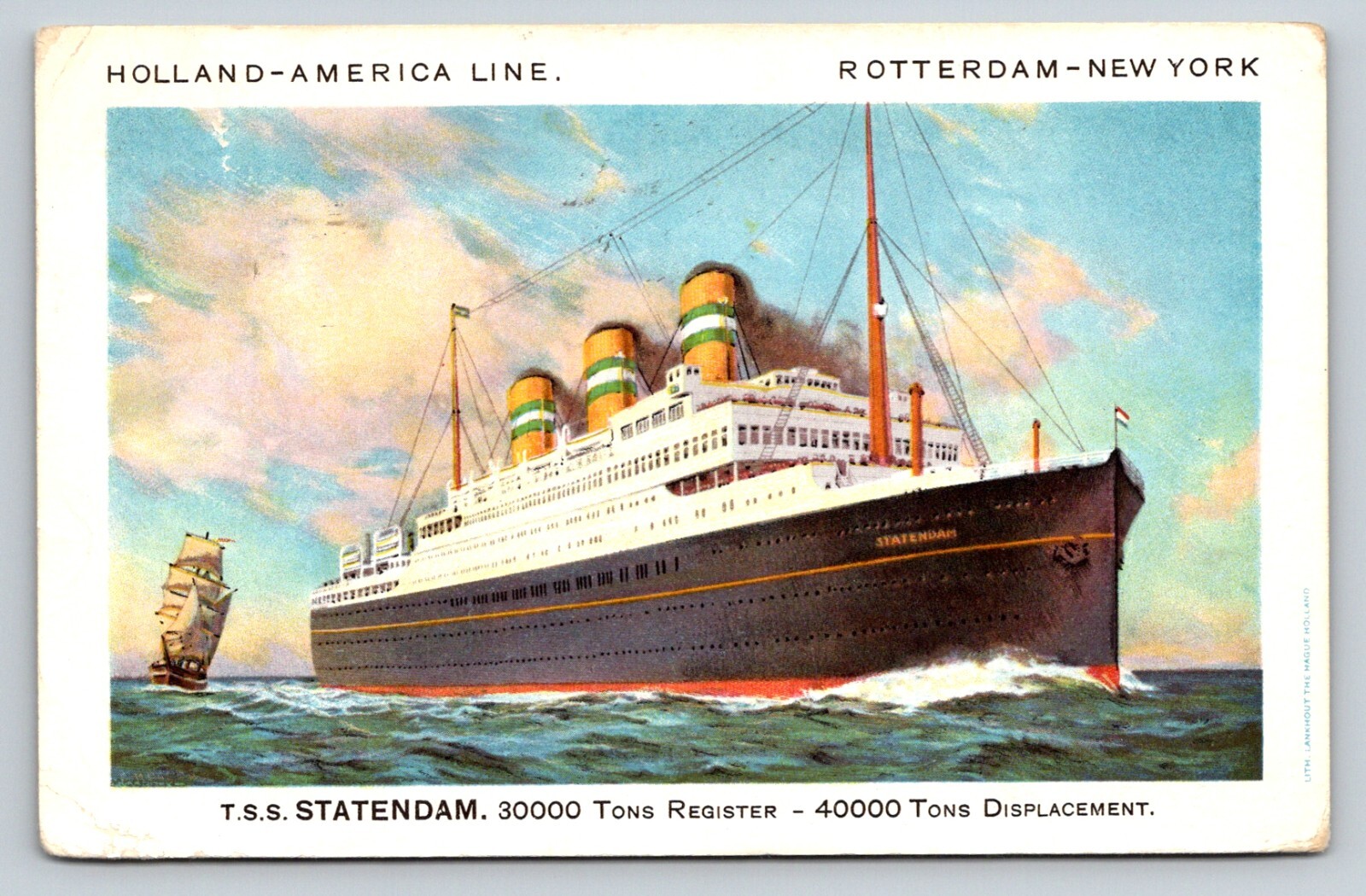 c1930 Rotterdam NY Holland American Line TSS Statendam Ship Vintage ...
