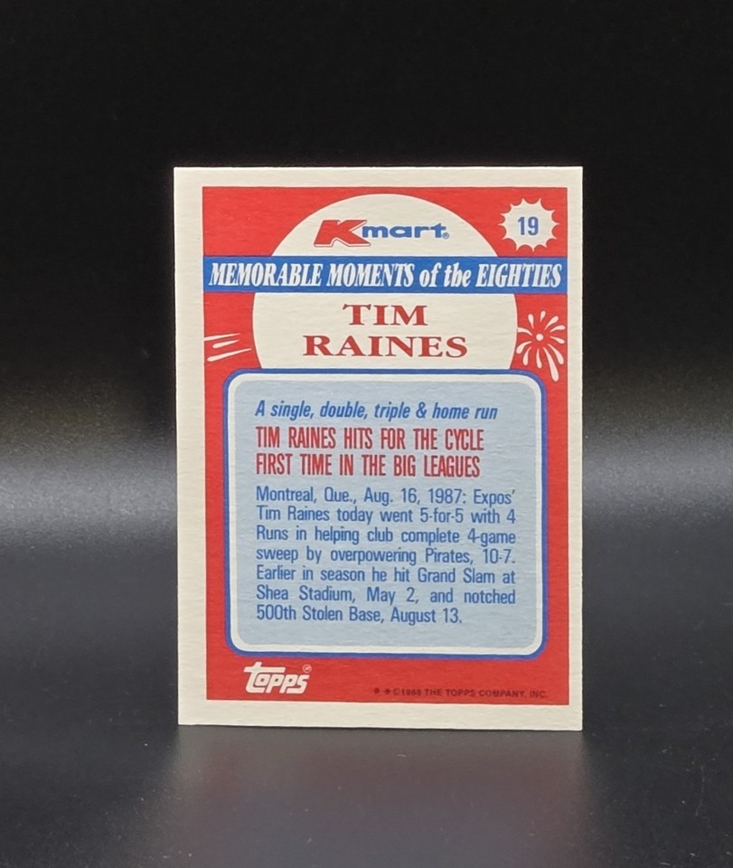 1988 Topps Kmart Memorable Moments TIM RAINES Card #19 Montreal Expos | eBay
