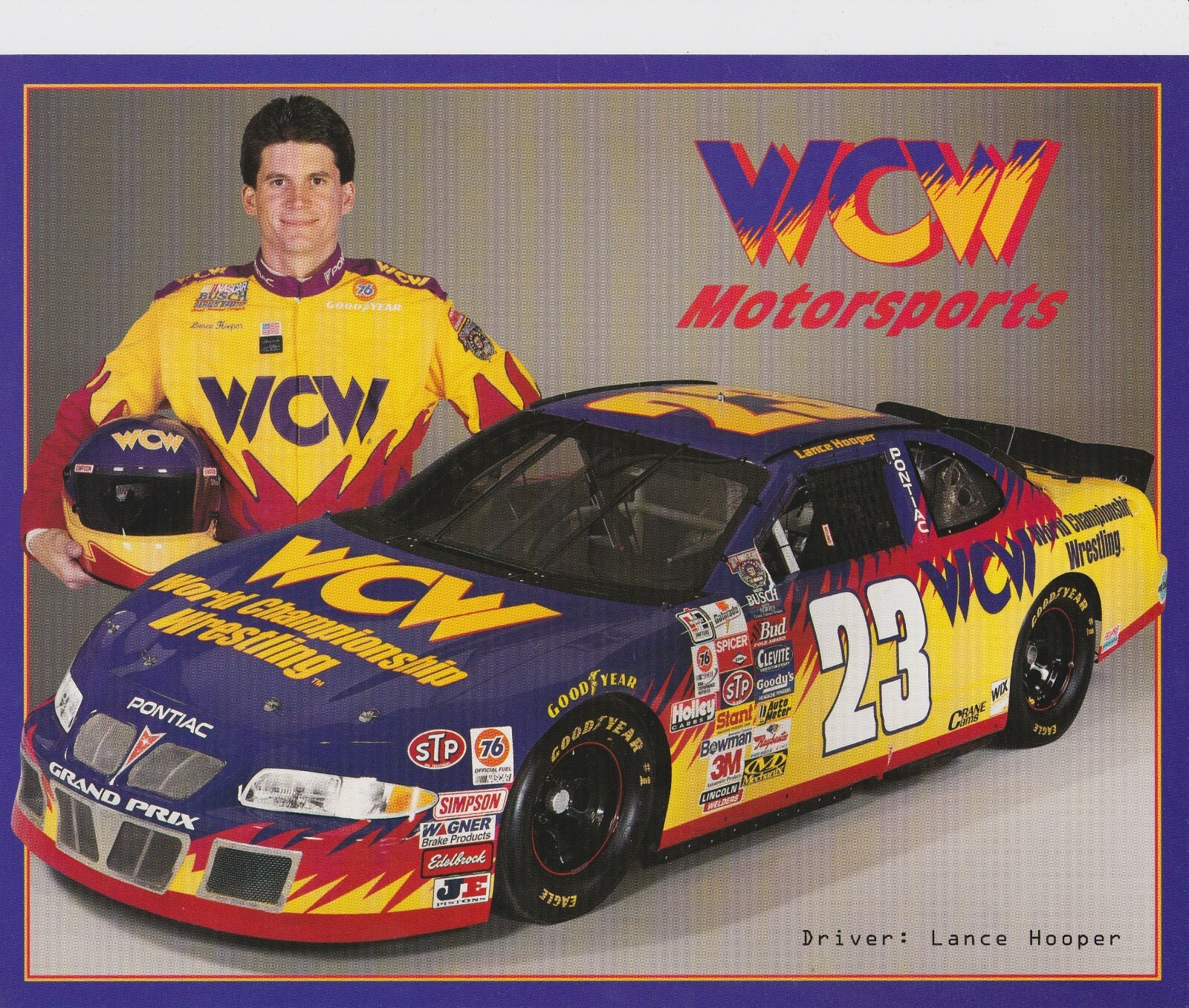 WCW MOTORSPORTS WITH DRIVER LANCE HOOPER LICENSE SHEET | eBay