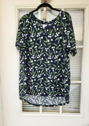 NWT LuLaRoe Hailey Top Size L Large Navy Blue with White Flowers | eBay