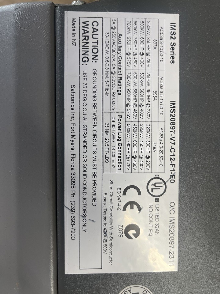 Saftronics IMS2 soft starter 600Hp | eBay