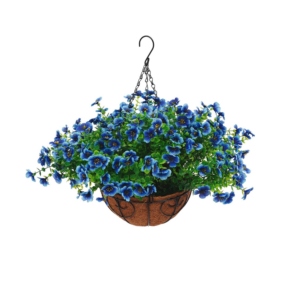 3Pcs Artificial Hanging Flowers Plant Basket Fake Floral Decor for ...