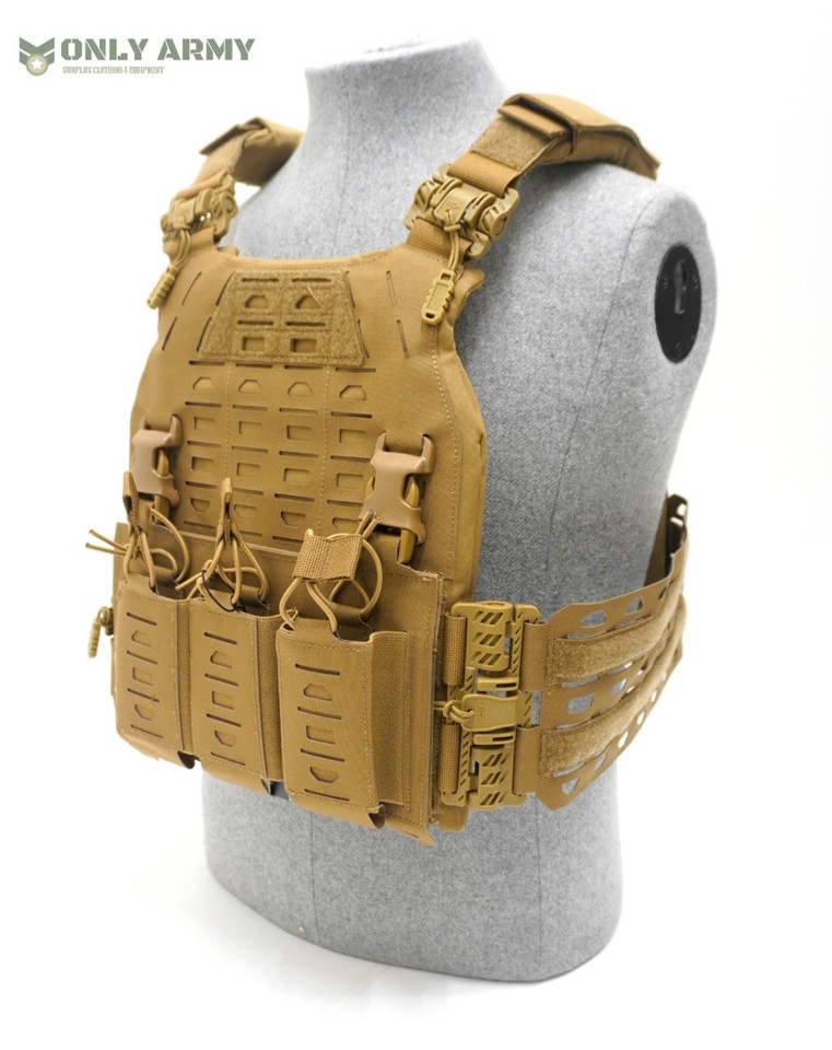 SPEC OPS Tan Coyote Plate Carrier Assault Vest Laser Cut Military MOLLE ...
