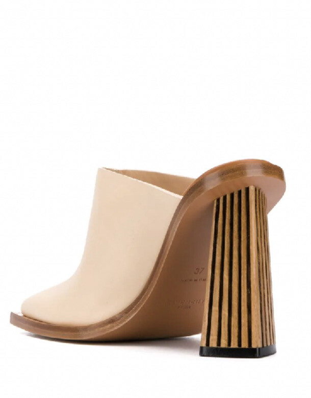 AUTH.GIVENCHY SHOW SQUARE TOE NEUTRAL COLOR MULES HEELS US 8.5/39 New ...