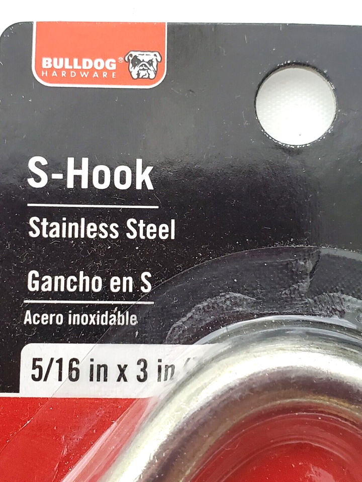 Bulldog S-Hook 5/16" x 3" Stainless Steel 300 lb Rated 35061928024| eBay