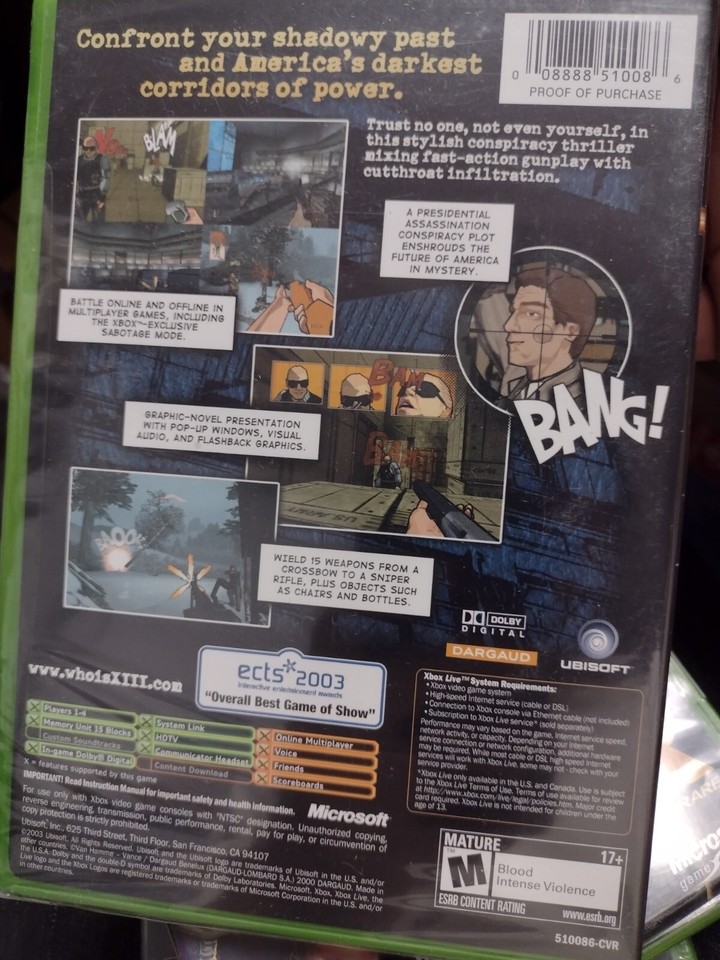 XIII Thirteen (2003, Ubisoft) Brand New Factory Sealed USA Microsoft ...