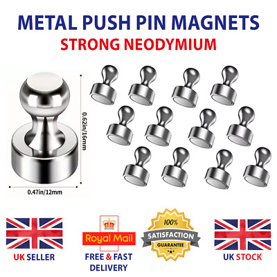 Metal Push Pin Magnets Strong Neodymium Noticeboard Skittle Fridge ...