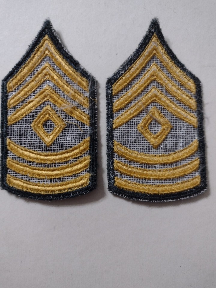 ARMY FIRST SERGEANT CHEVRONS GOLD ON GREEN SMALL SIZE NOS | eBay