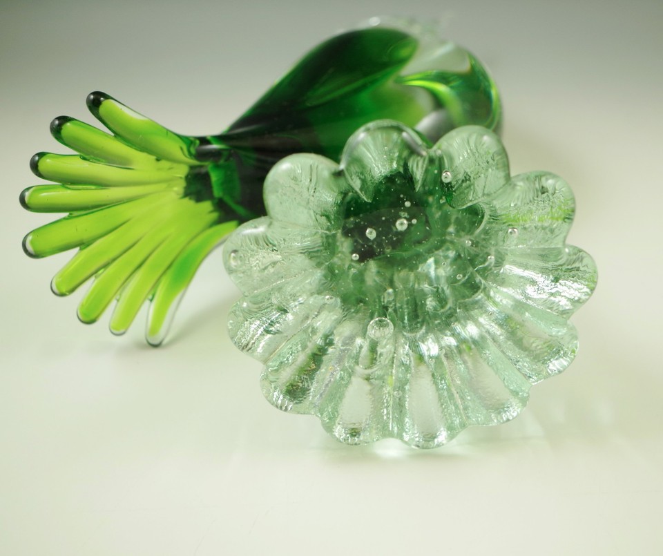 1960's MURANO GLASS seguso ROOSTER FIGURINE SOMMERSO GREEN 11" ORIG ...