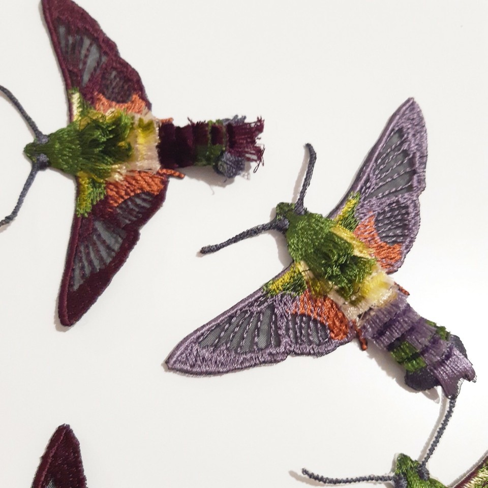 Hummingbird Moth Butterfly Wall Art Decor Handmade Embroidered Patch | eBay