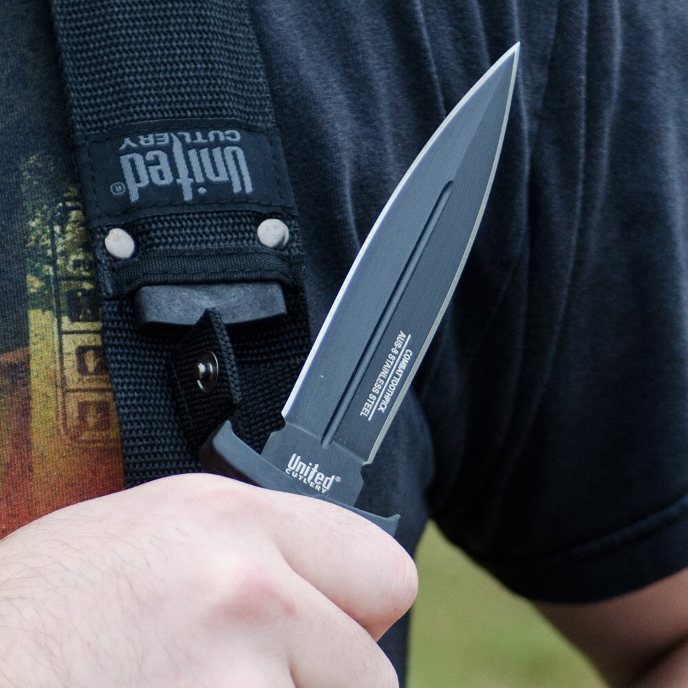 M48 Tactical Combat Double Edge Boot Knife With Shoulder Harness ...