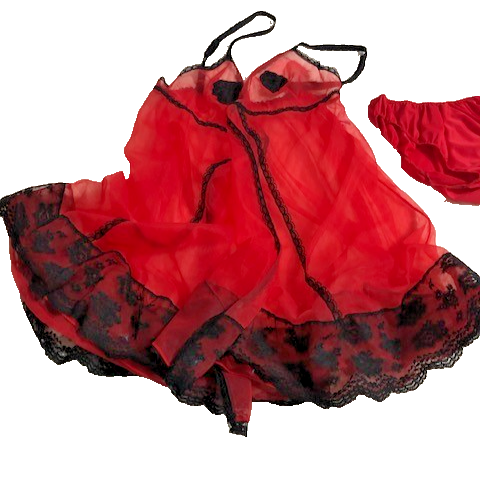 RARE GLYDONS of HOLLYWOOD SHEER & CHIFFON..Lace BABYDOLL Set 1960's ...