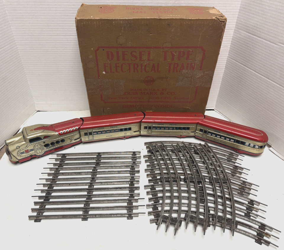 NICE 1930'S MARX M10005 TIN LITHO #7674 STREAMLINE ELECTRICAL TRAIN SET ...