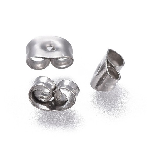 100Pcs Stainless Steel Ear Nuts Earring Backs Stainless Steel Color 6x4 ...
