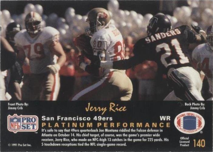 1991 Pro Set Platinum Jerry Rice #140 for sale | eBay
