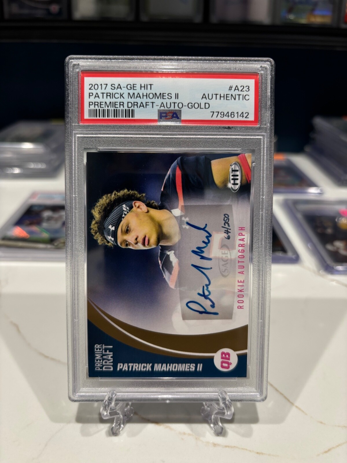2017 SAGE HIT PATRICK MAHOMES II GOLD AUTO /250 PSA AUTHENTIC ROOKIE ...