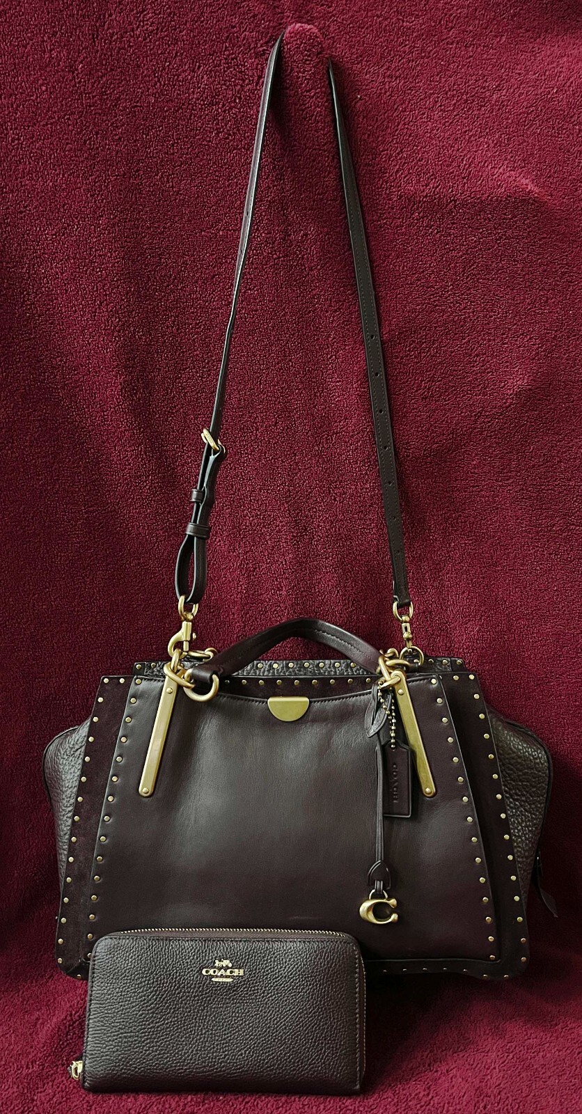 Coach Dreamer Border Rivets Satchel & Wallet Oxblood - Gem