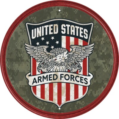 United States Armed Forces Round Decorative Aluminum Sign Made in the ...