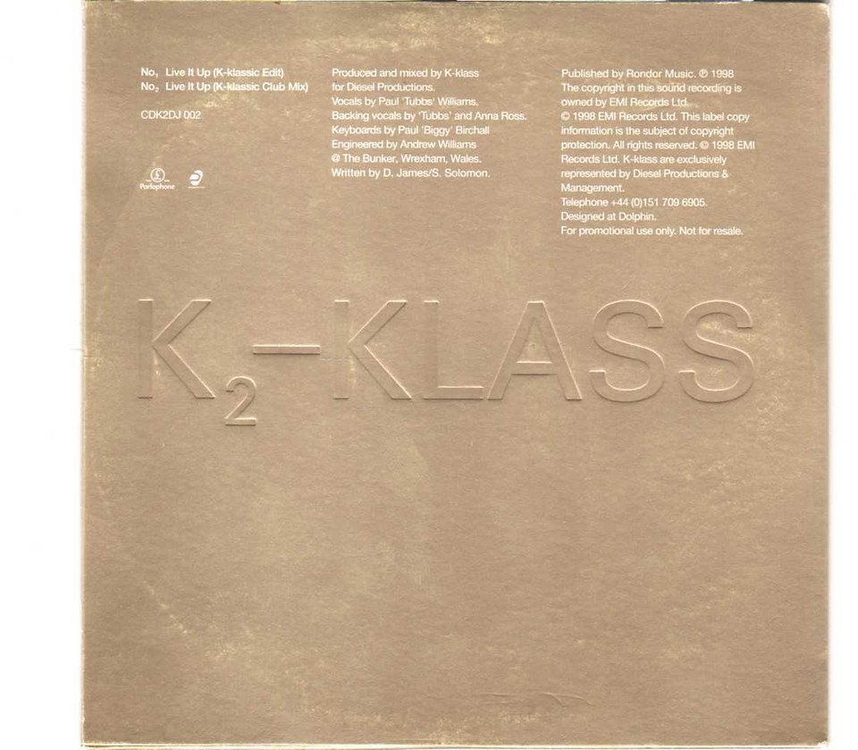 K-Klass - Live It Up - Promo CDS - 1998 - House 2TR Cardsleeve | eBay
