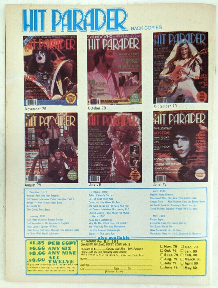 Hit Parader Magazine January 1981 The Cars, Yes, Nugent, Priest ...