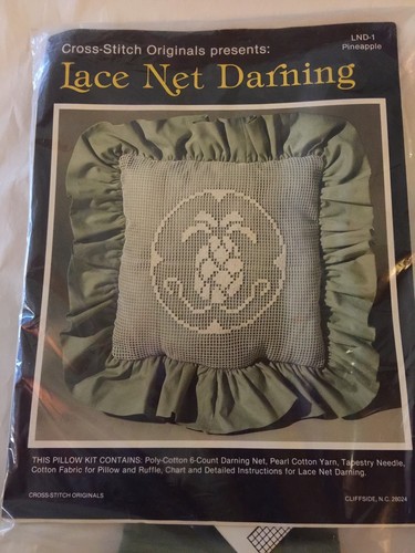Cross-Stitch Originals Pineapple Lace Net Darning Kit Green Vintage ...