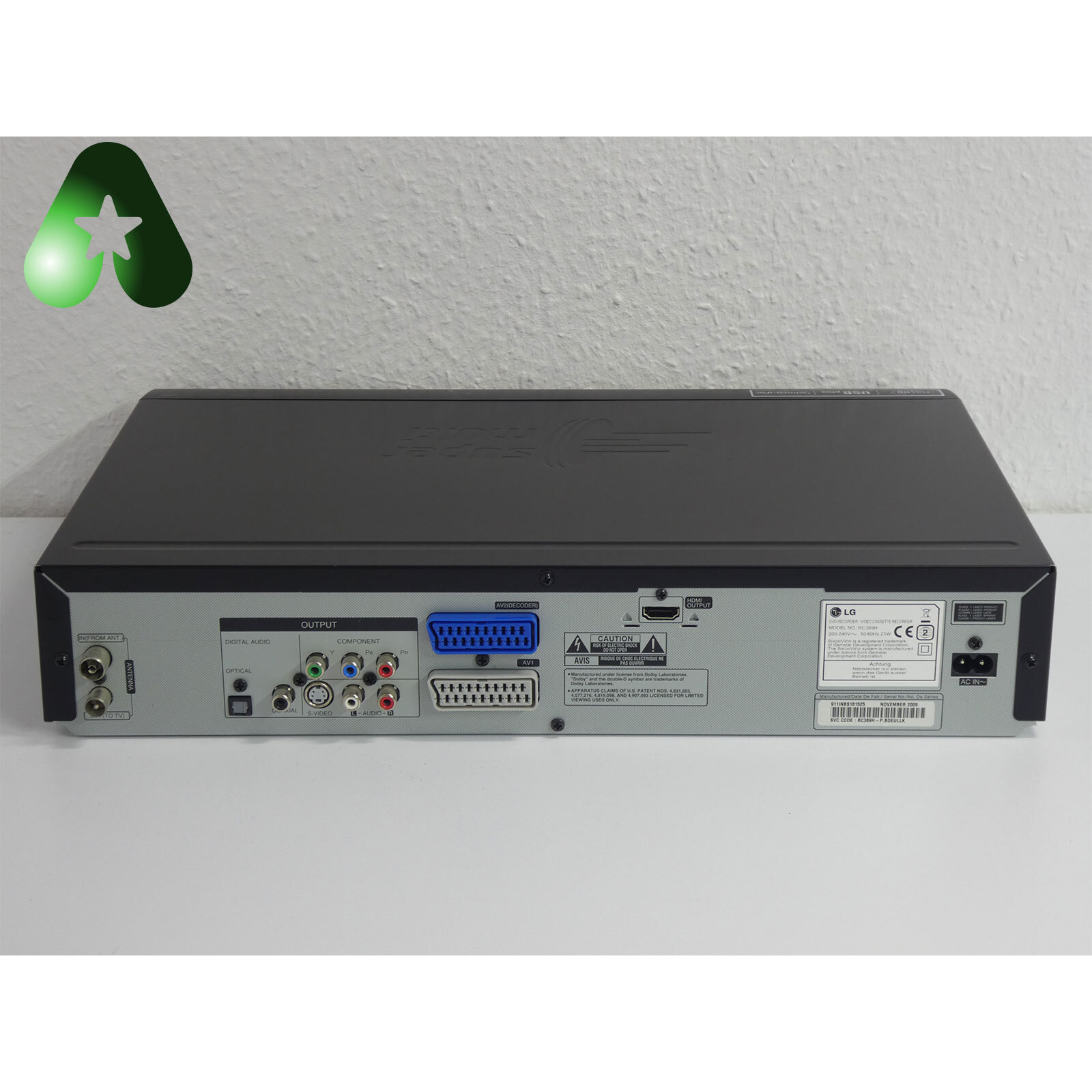 LG RC389H VHS+DVD Videorekorder 2in1 Kombi TOP Gerät Recorder HDMI 1 ...