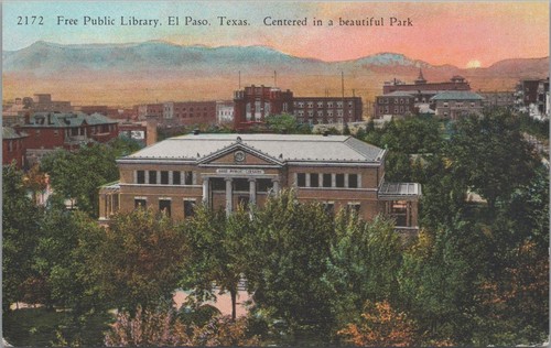 Postcard Free Public Library El Paso Texas | eBay