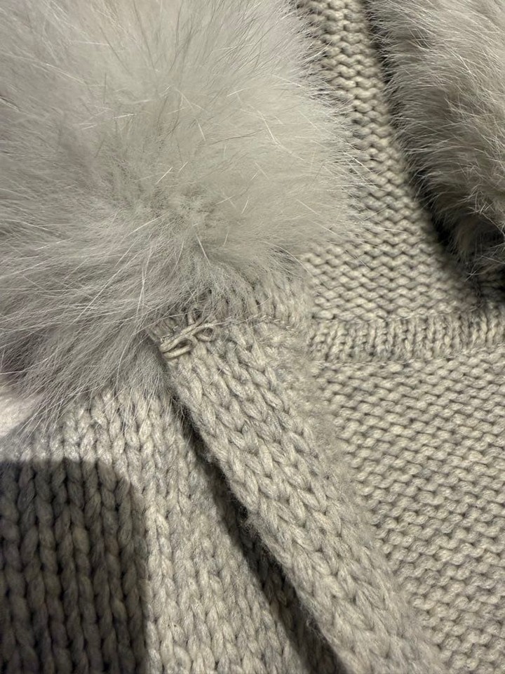 FOXEY Foxey Long Coat Fox Fur Removable Shoulder Pads Approx US Size S ...