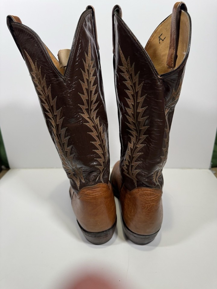 Tony Lama Cowboy Boots 10D Style 6532 Two-Tone Leather Western USA Made ...