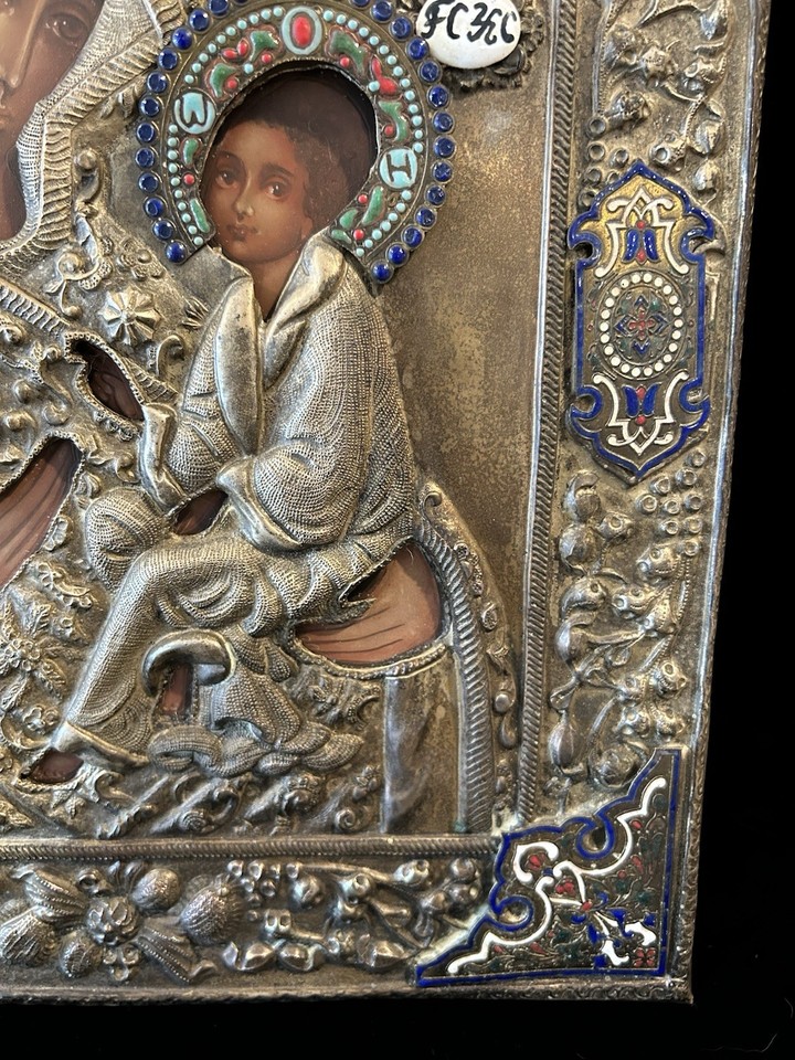 Antique Russian Orthodox Icon Mother Of God Holding Baby Jesus | eBay