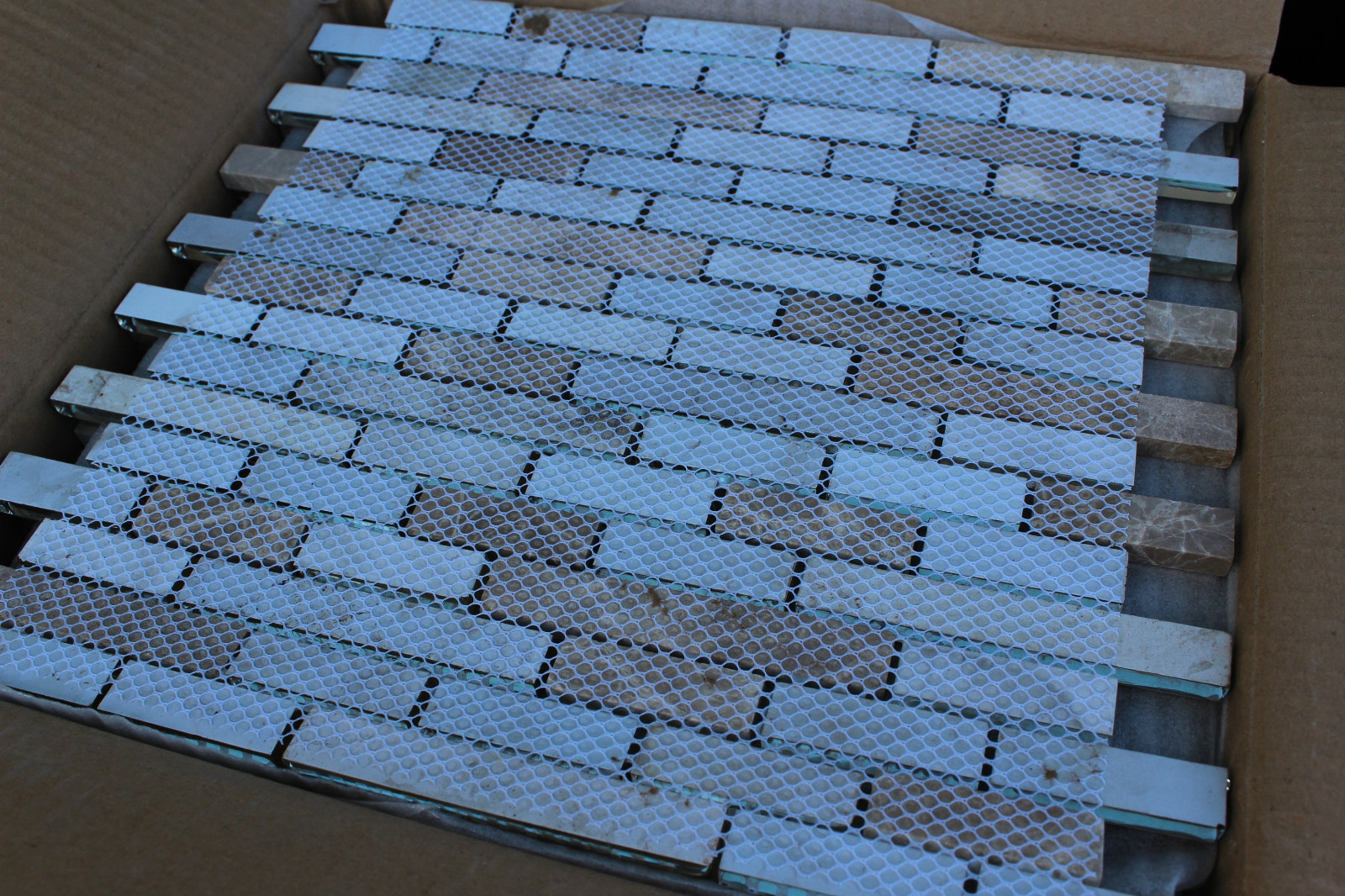 10 SHEET Brown Mosaic Tile Mesh Sheet Marble Stone Glass Bath Kitchen ...