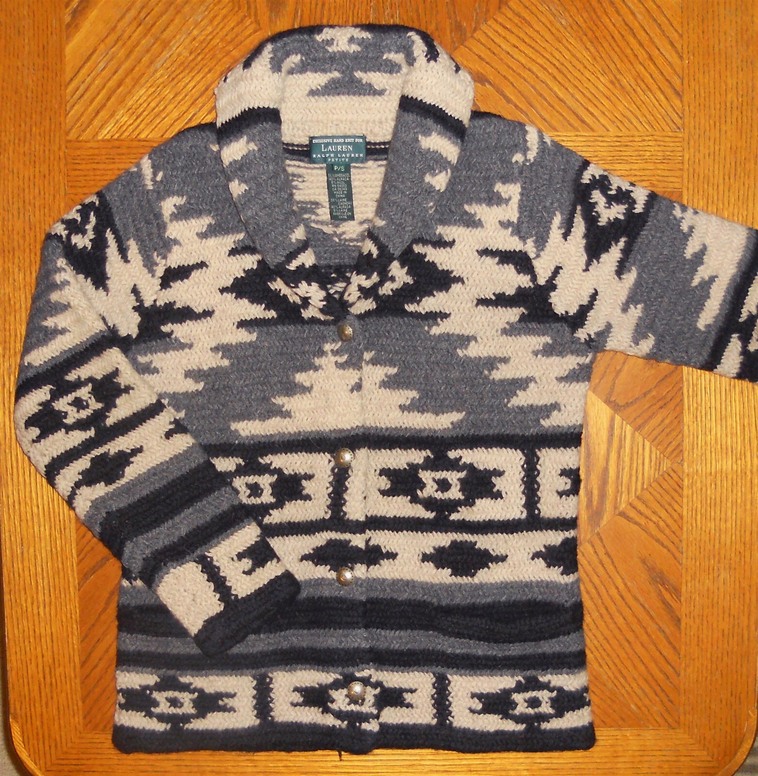 NWOT Ralph Lauren Wool Native American Hand Knit Sweater PS Concho ...