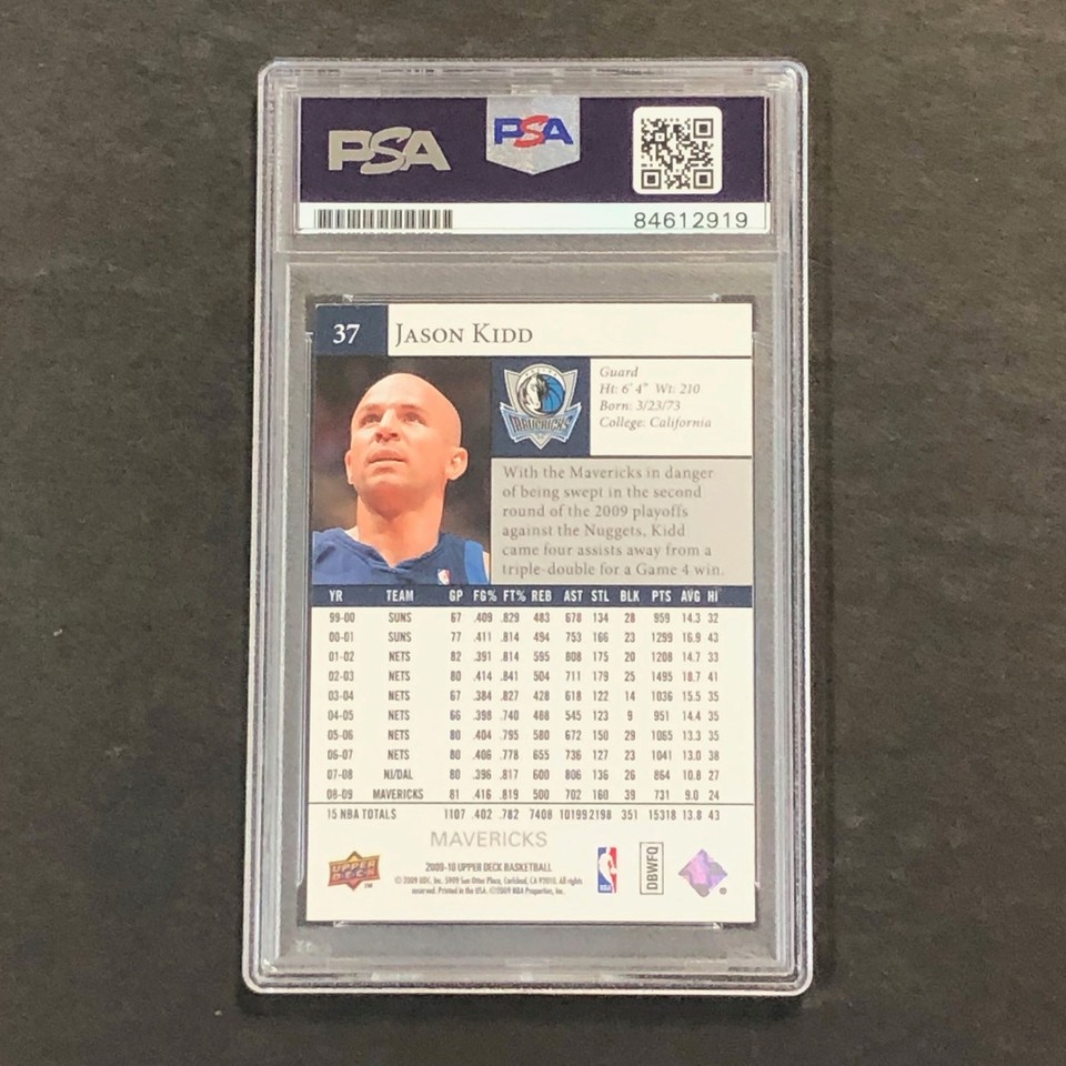 2009-10 Upper Deck #37 Jason Kidd Signed Card AUTO PSA Slabbed Dallas ...