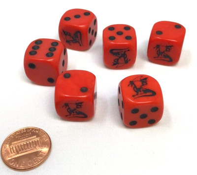 Dragon Dice D6 16mm Rounded 6pc Loose (Red w/Black Pips) :E | eBay