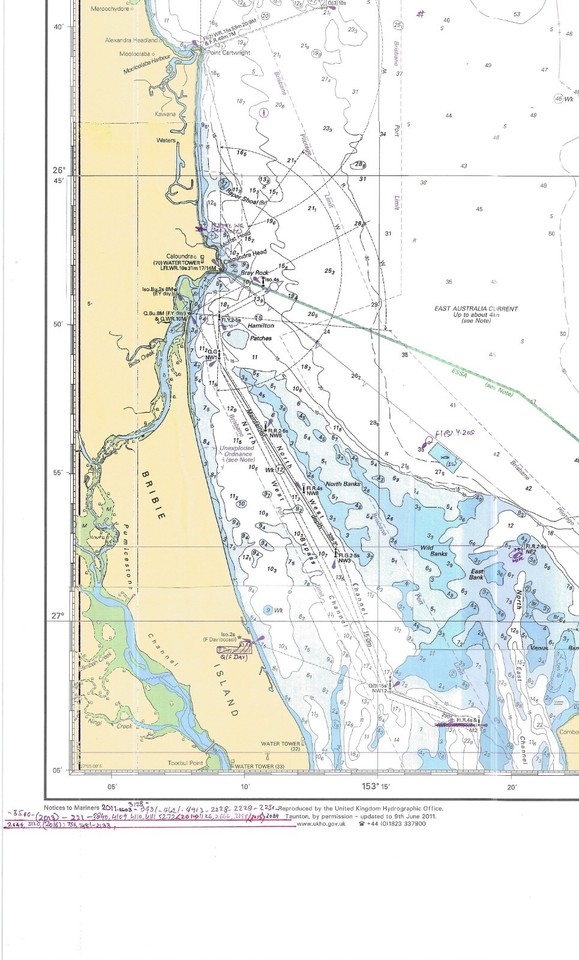 AUS815 Australia East Coast Queensland Cape Moreton Double Island Map ...