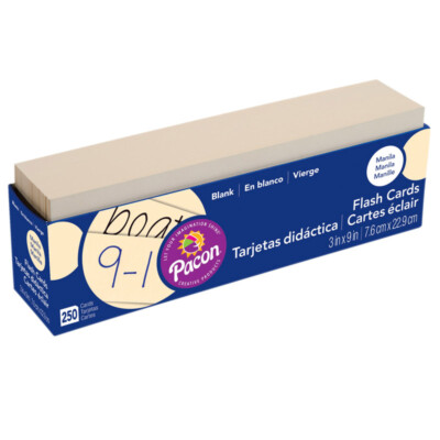 Pacon Blank Flash Card Dispenser Box, Manila, Unruled 3" x 9", 250 ...