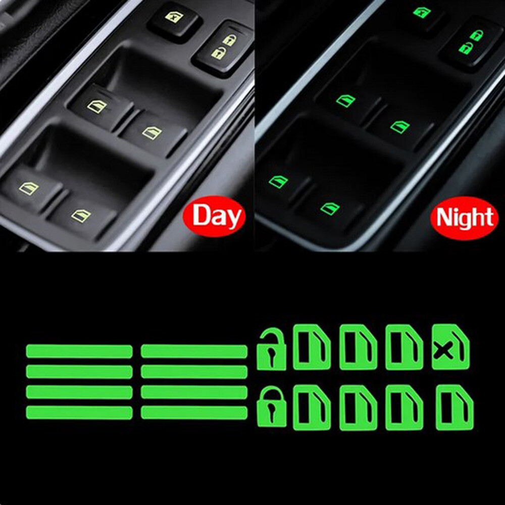 Luminous Car Door Window Switch Stickers Night Safety Stickers Car ...