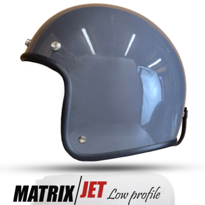 Low profile open face Jet motorcycle helmet Fiberglass in Asphalt Grey ...