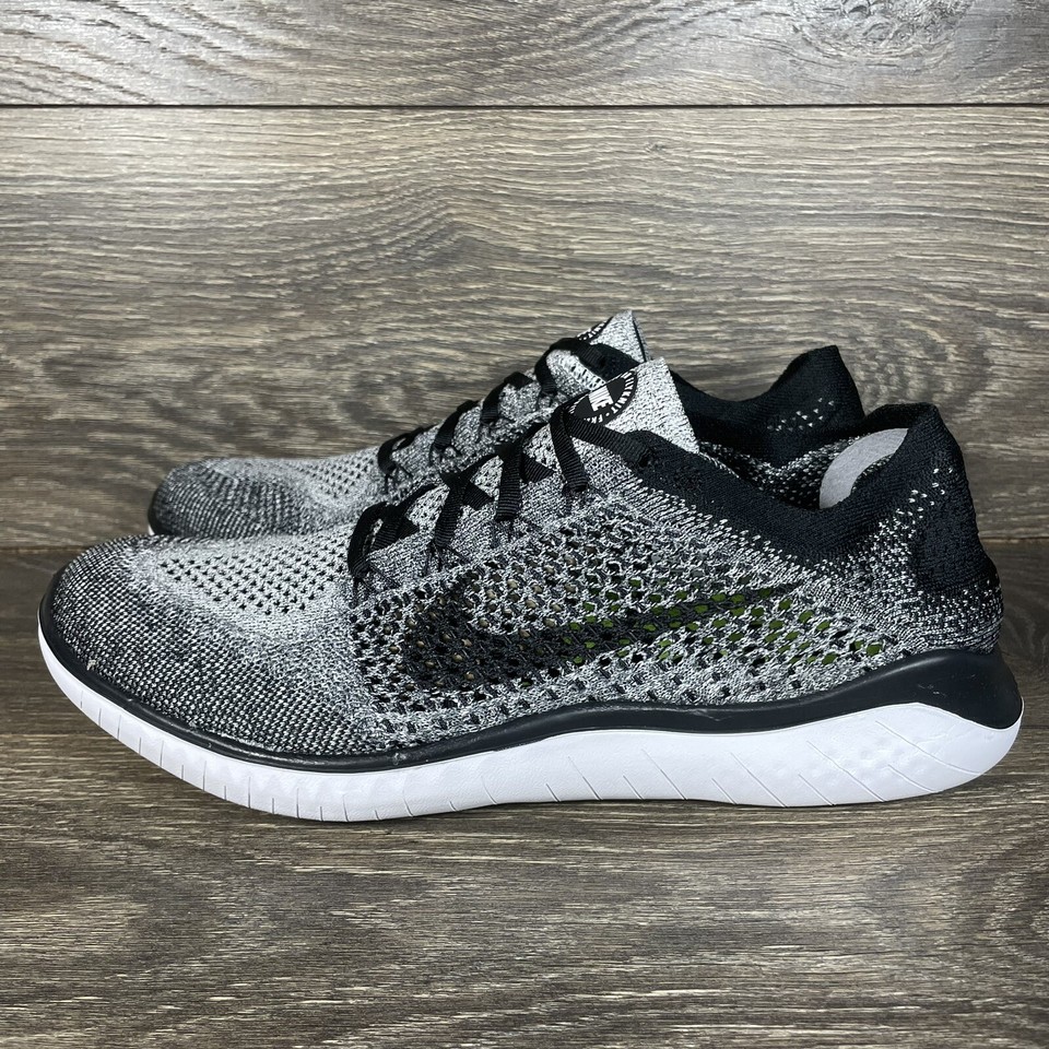 Nike Men's Free Run Flyknit 2018 Oreo Athletic Running Shoes Sneakers ...