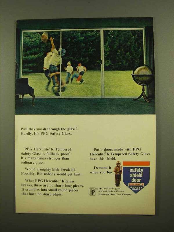 1965 PPG Herculite K Tempered Safety Glass Ad - Smash | eBay