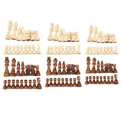 Set of 32 Wooden Chess Pieces Gift Children Chess Games Family Activity ...