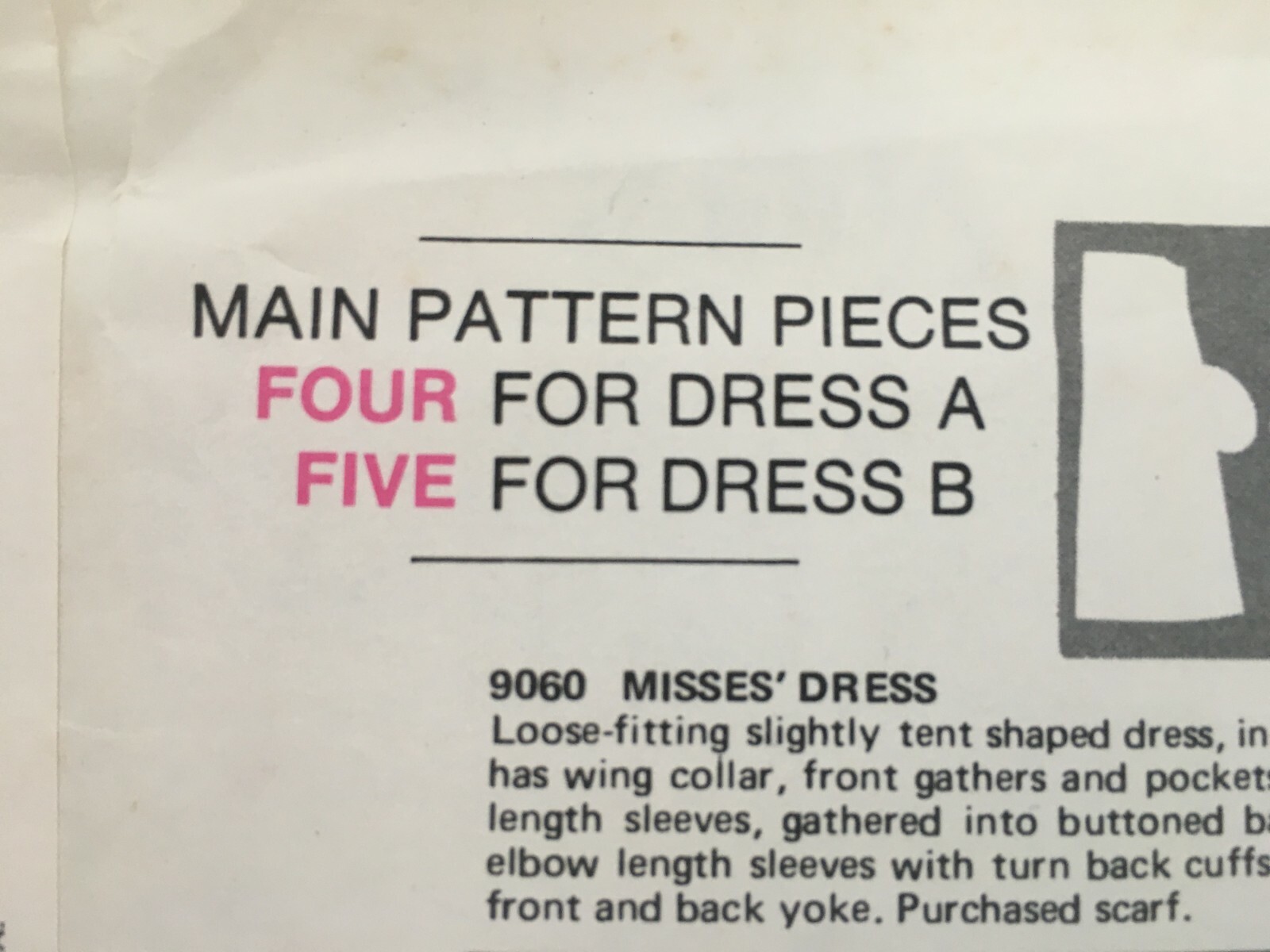 Very Easy Vogue Sewing Pattern 9060 Vintage 1970s Dress Long Sleeves ...