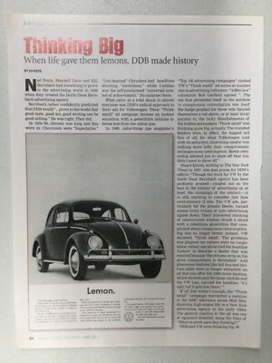 HMN 478 Antique Advertisement Thinking Big Volkswagen Beetle LEMON May ...