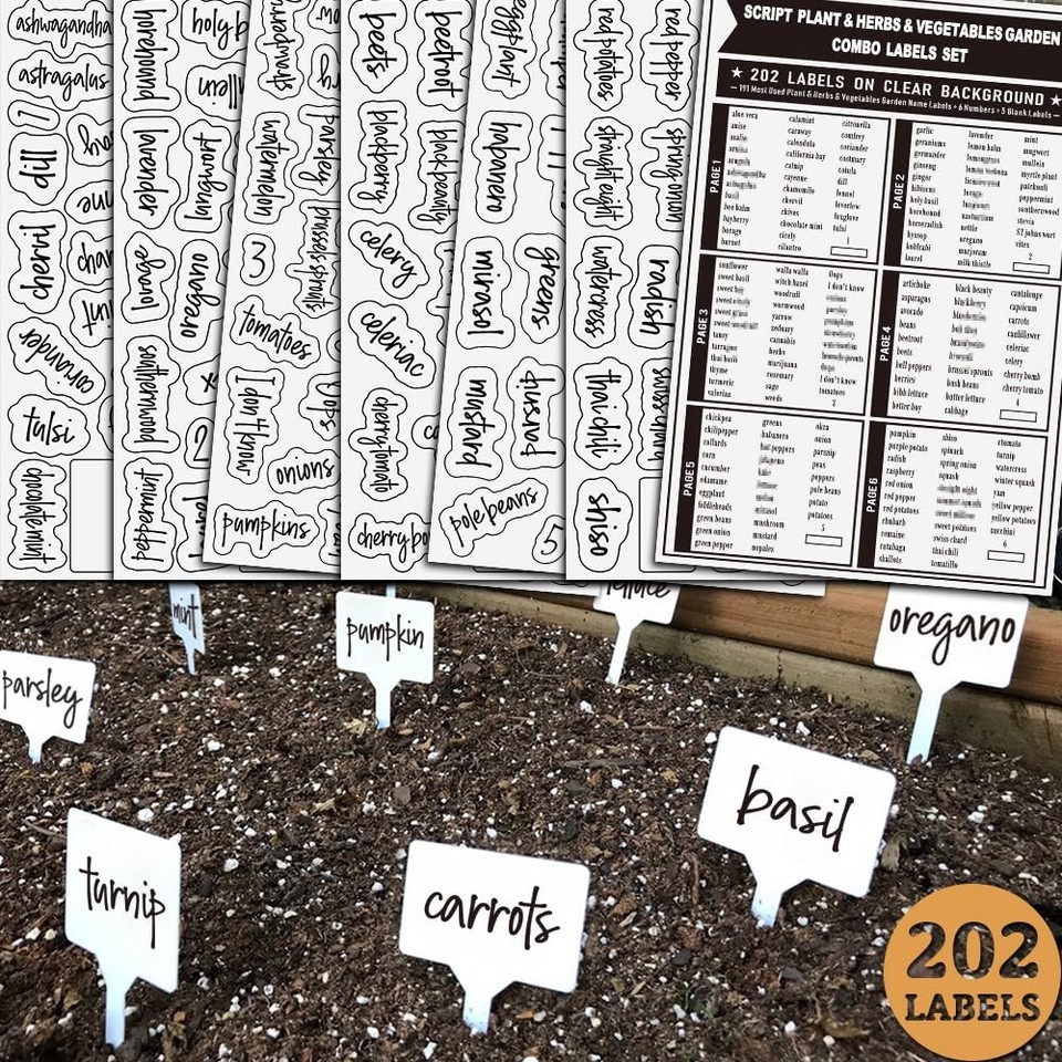 202Pcs Plant Labels, Herb & Plant Labels, Nursery Garden Tags for Pots ...