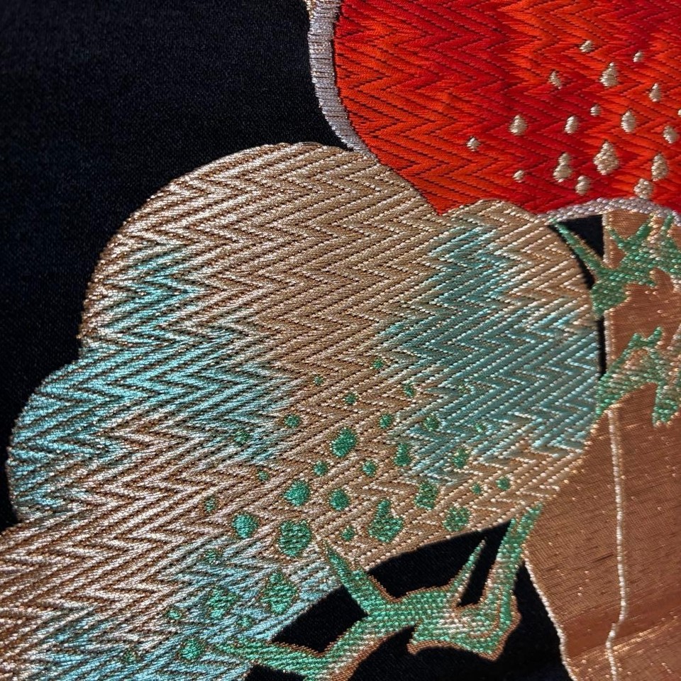 [Fukuro obi] Bamboo and Kasamatsu pattern, metal thread, six pattern ...